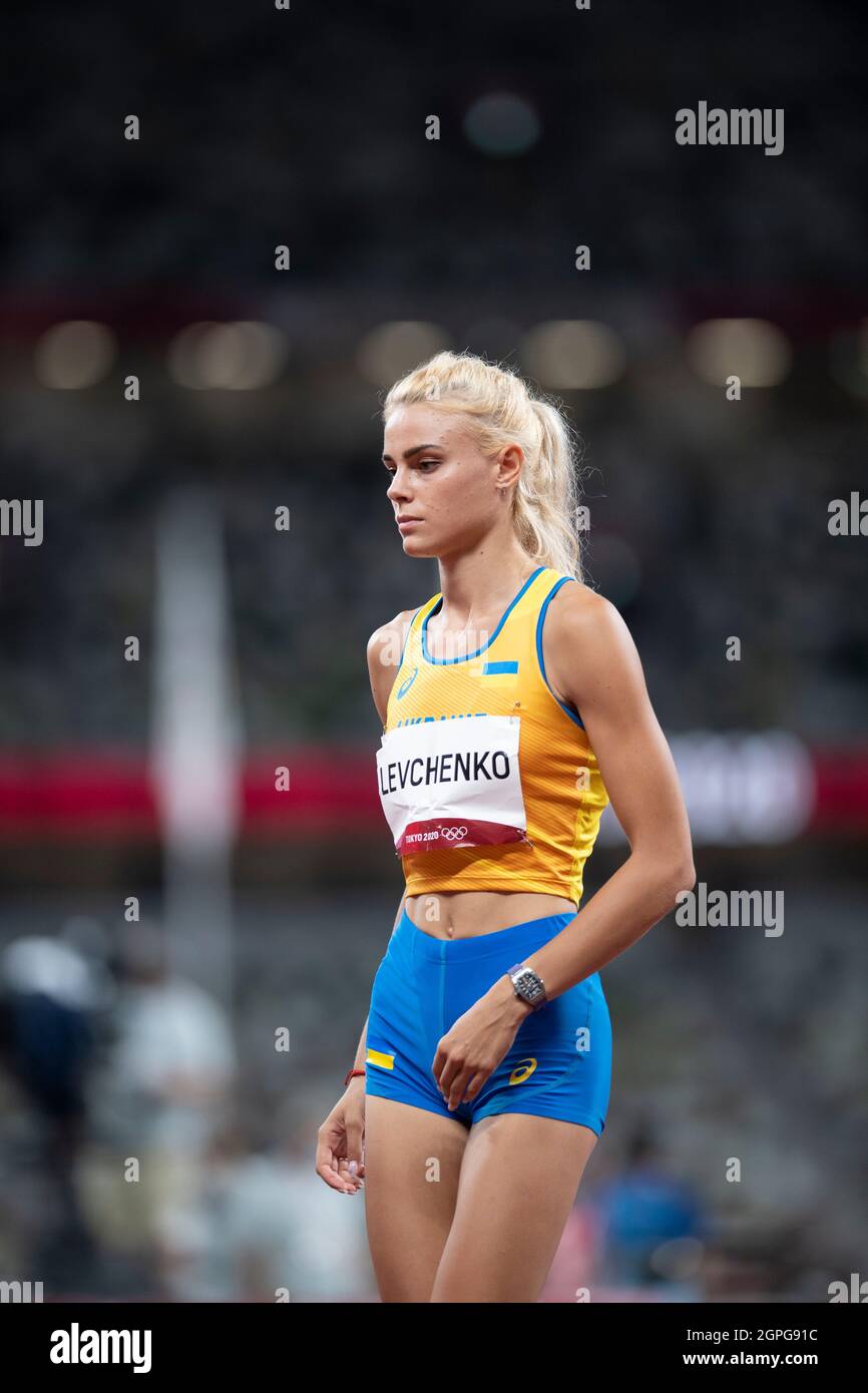 Yuliya Levchenko participating in high jump at the Tokyo 2020 Olympic ...
