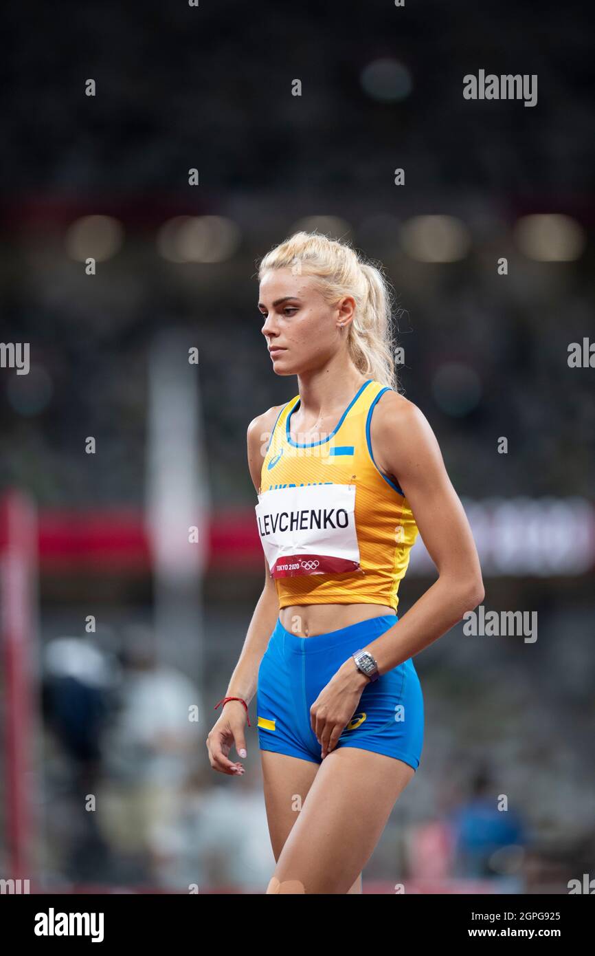 Yuliya Levchenko participating in high jump at the Tokyo 2020 Olympic ...
