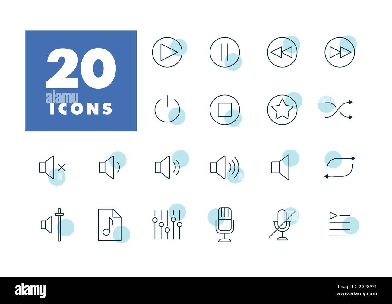 Multimedia user interface flat vector icons set Stock Vector Image ...