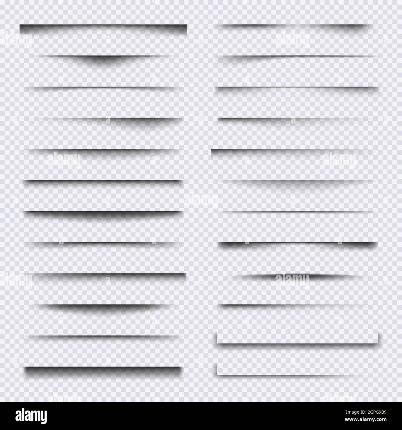 Shadow dividers. Realistic web elements frames soft shadows overlay effects vector set Stock ...
