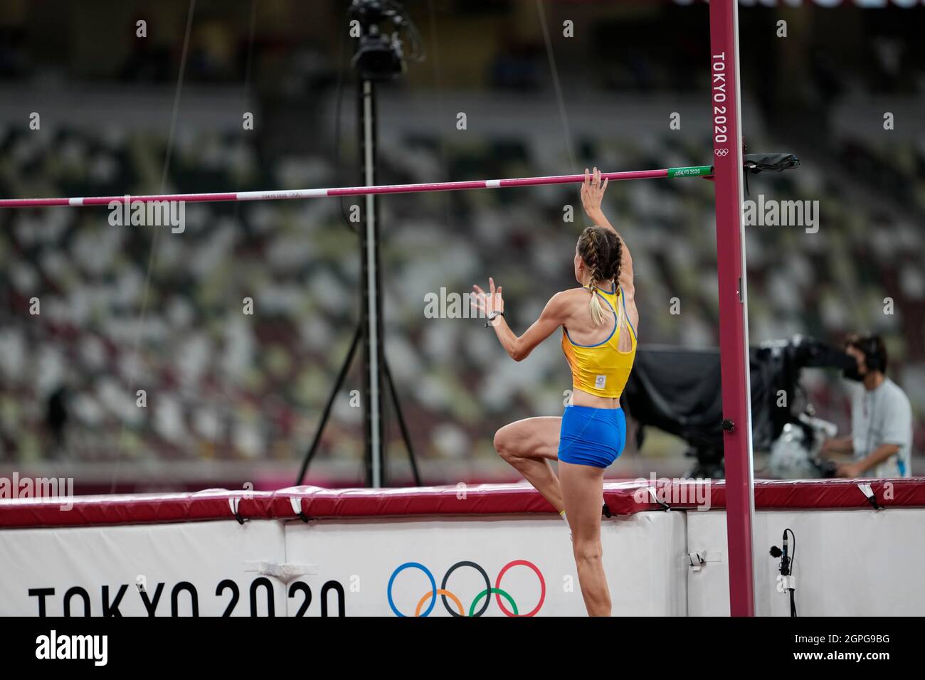 Yaroslava Mahuchikh participating in the high jump at the Tokyo 2020 ...