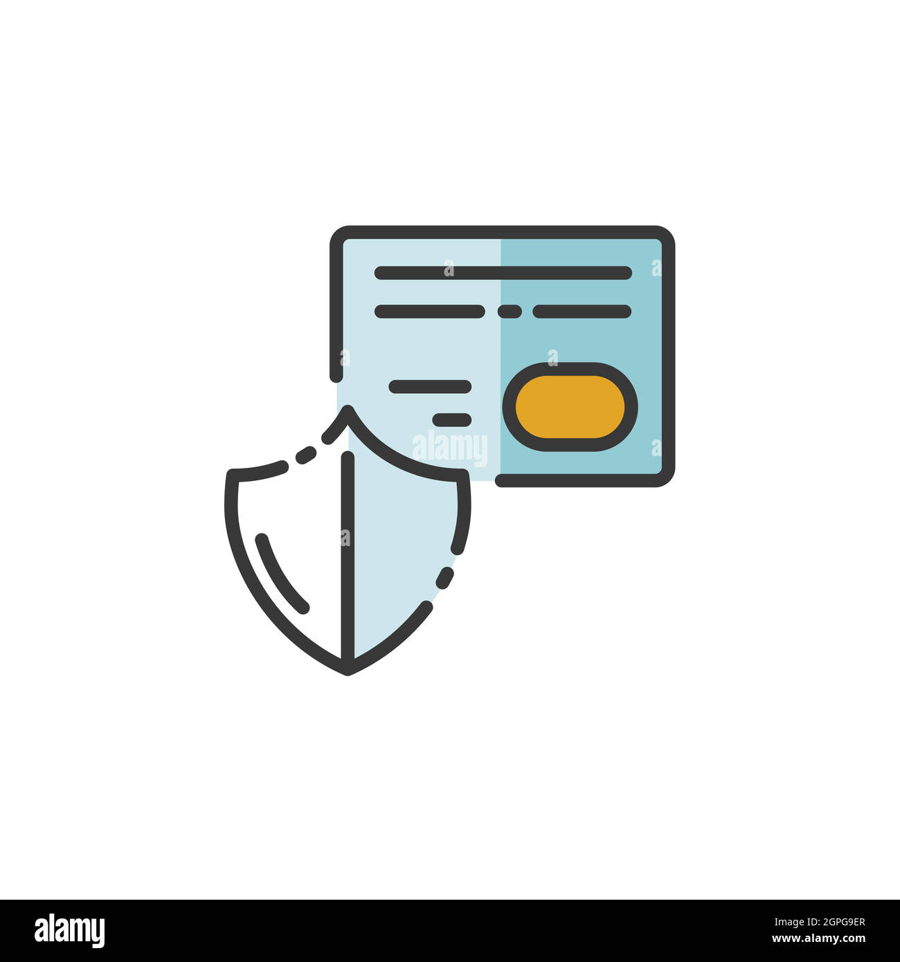 Secure payment. Credit card and security shield. Filled color icon ...