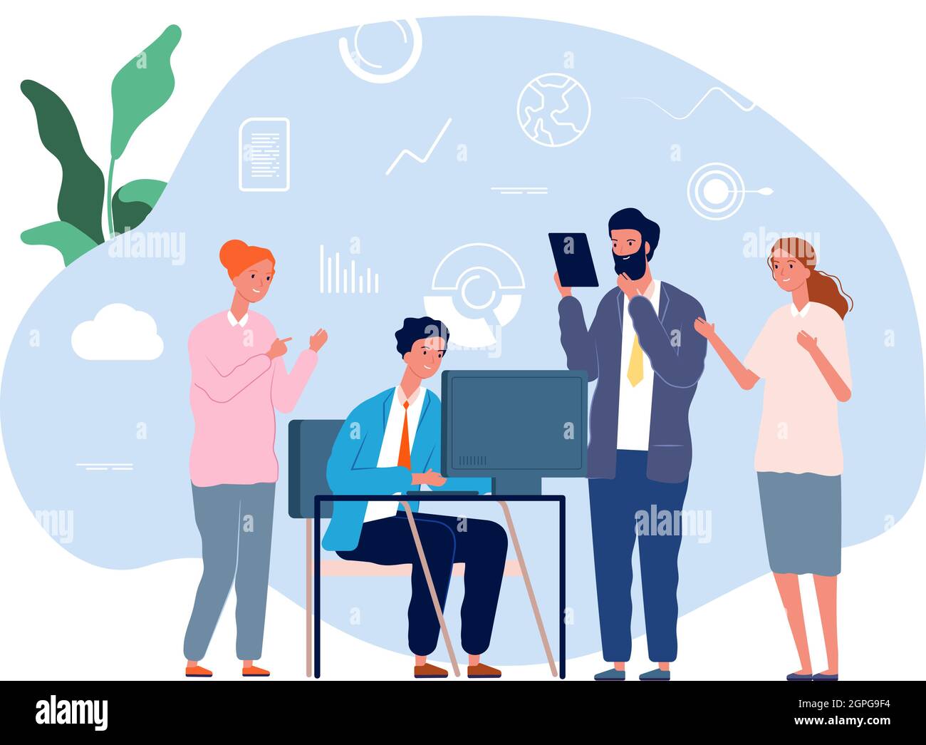 Colleagues help work. Mutual assistance, teamwork. Business team ...