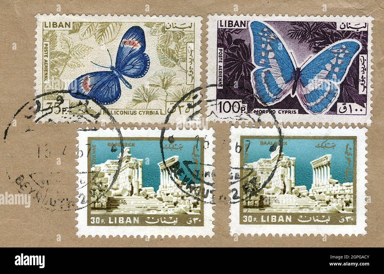Postage stamps of the Lebanon Stock Photo - Alamy
