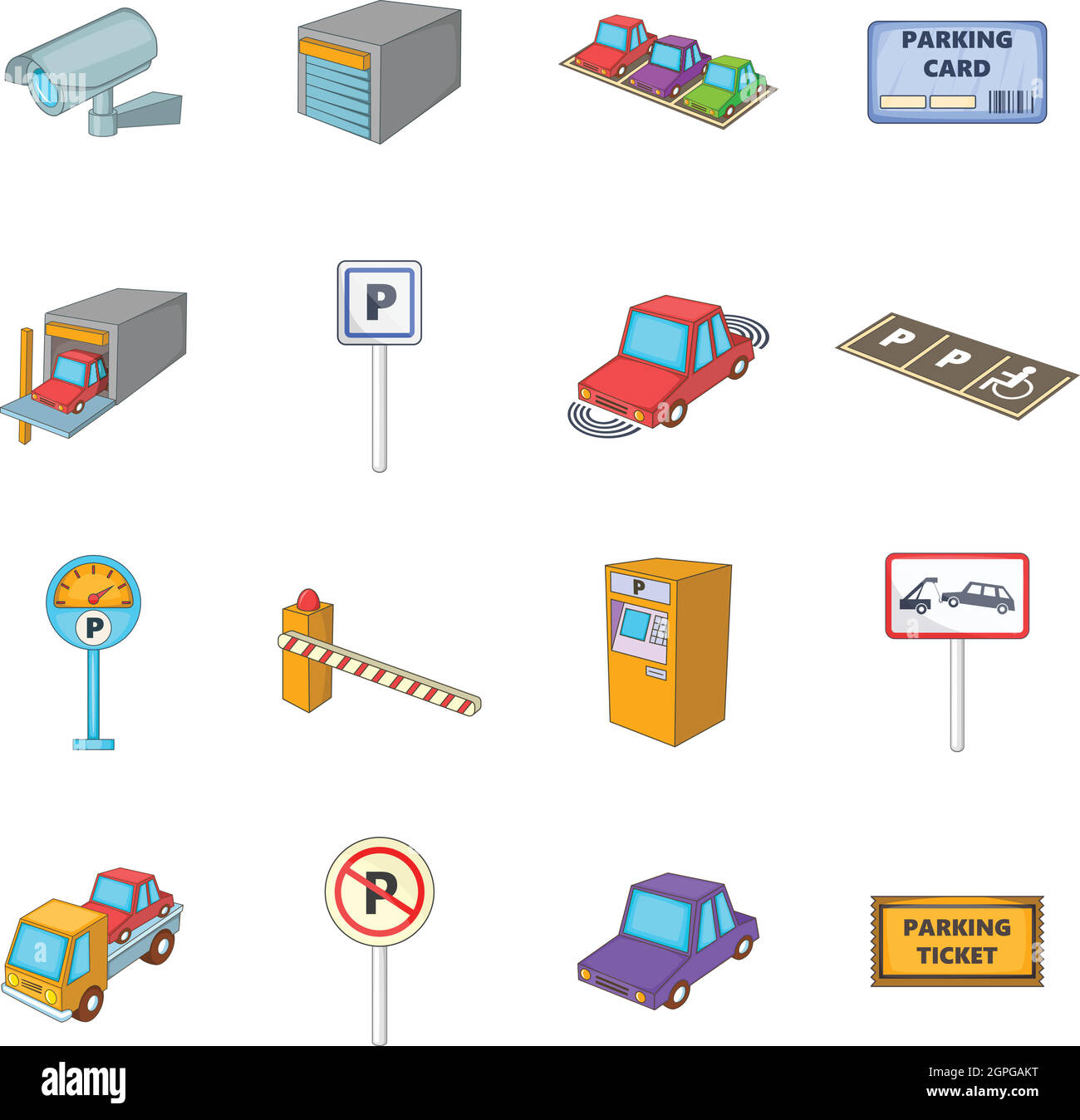 Parking items icons set, cartoon style Stock Vector Image & Art - Alamy
