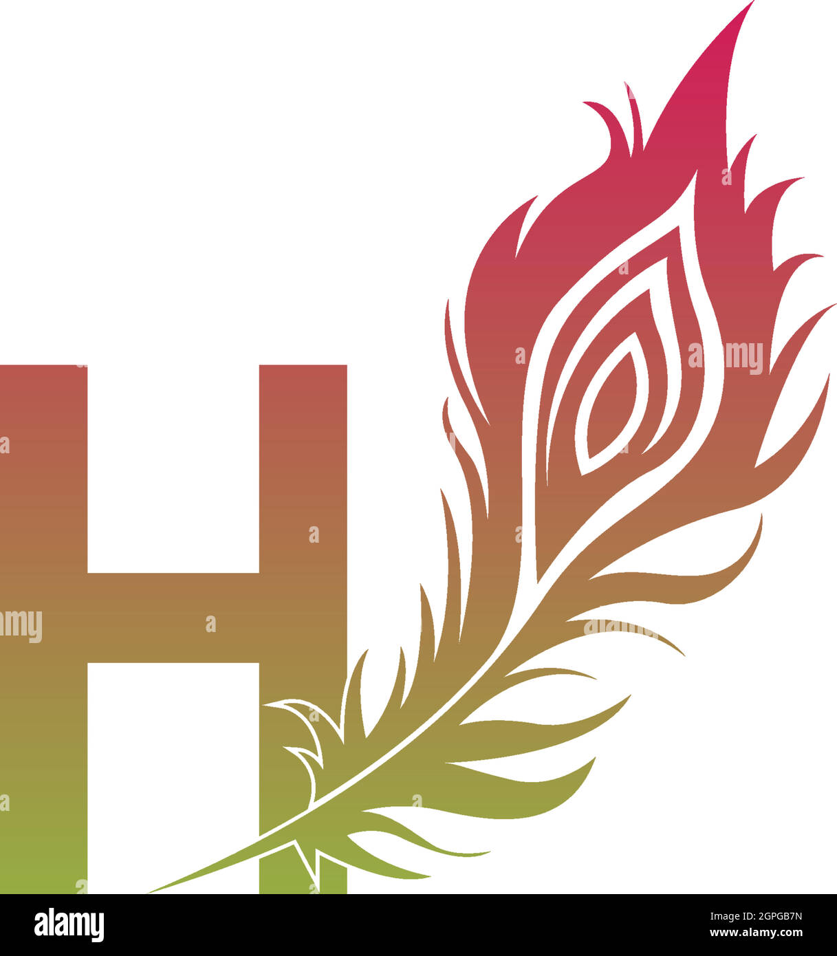 Letter H with feather logo icon design vector Stock Vector Image & Art ...