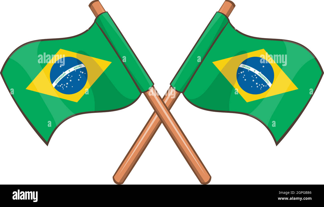 Crossed flags of Brazil icon, cartoon style Stock Vector Image & Art ...