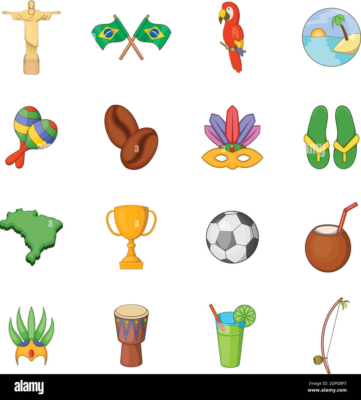 Brazil travel icons set, cartoon style Stock Vector Image & Art - Alamy