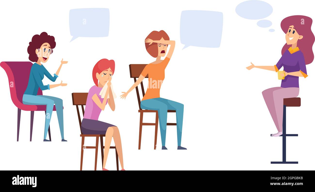 Female discussion club. Women group therapy, mental problems and ...