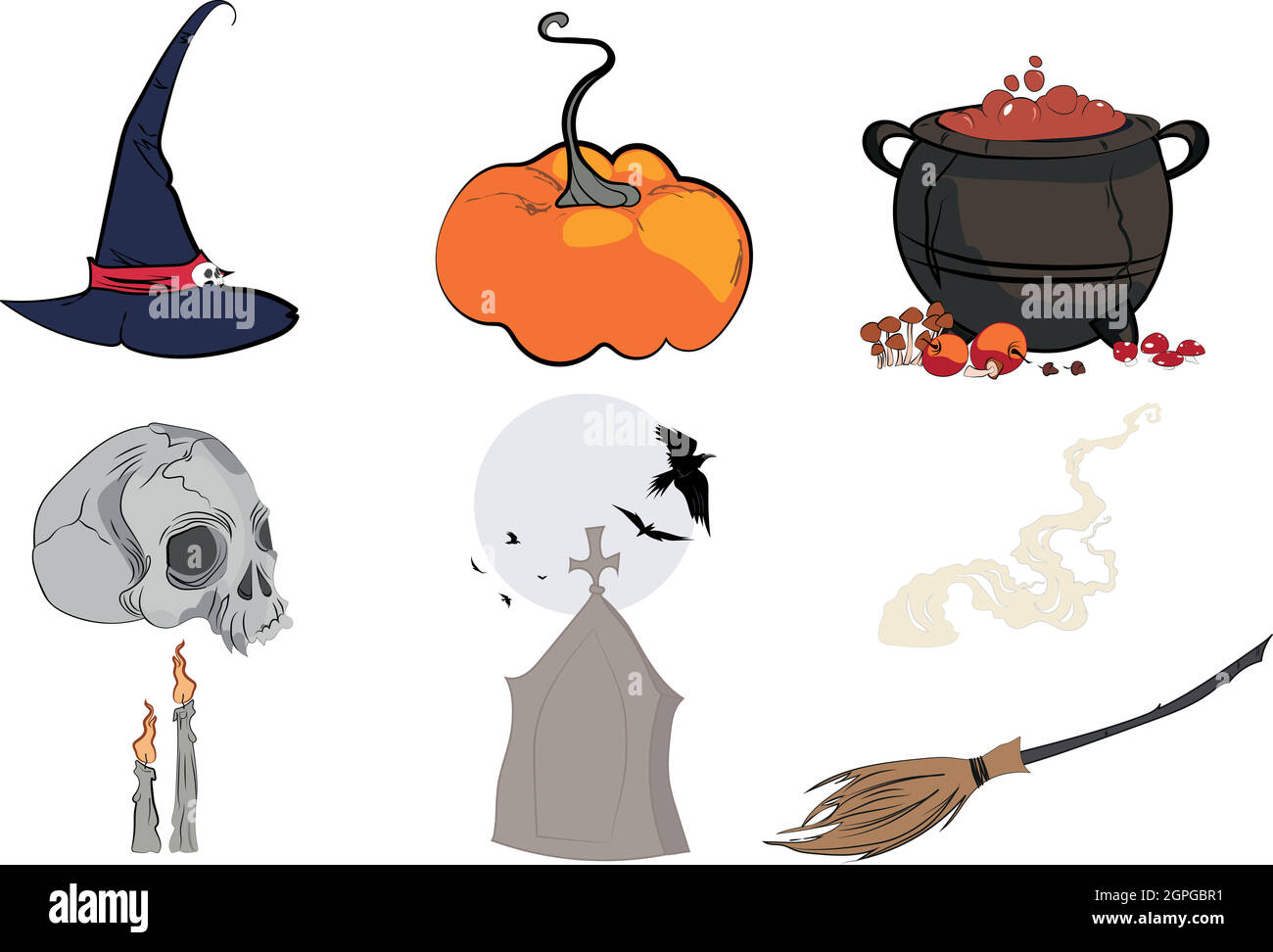 Halloween symbols - icon set on white background Stock Vector Image ...