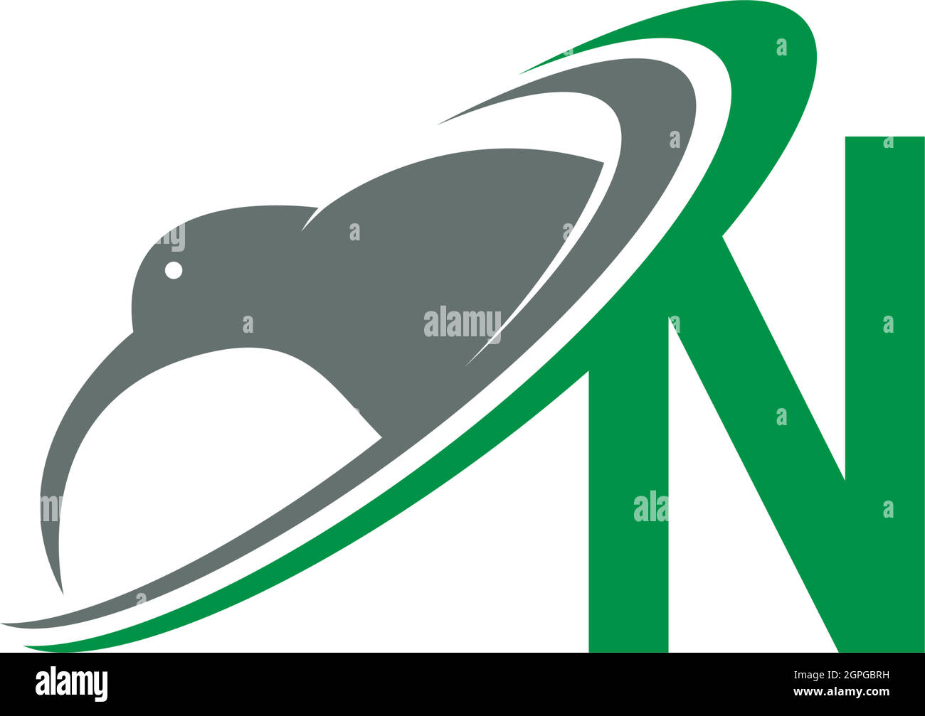 Letter N with kiwi bird logo icon design vector Stock Vector Image ...
