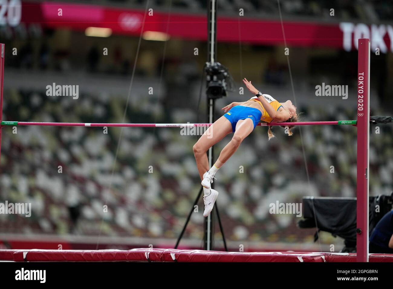 Yaroslava Mahuchikh participating in the high jump at the Tokyo 2020 ...