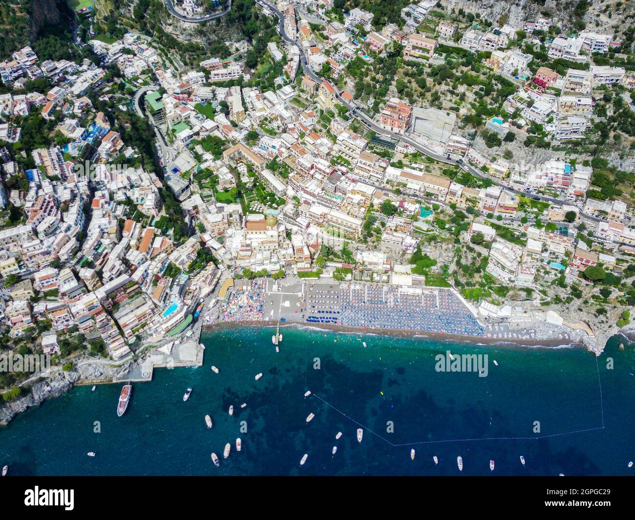 Aerial view of positano in amalfi coast, italy Stock Photo - Alamy