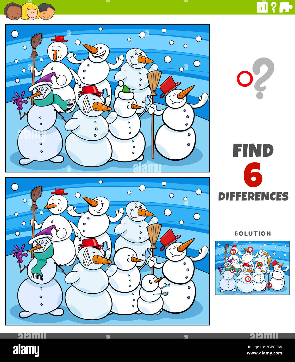 differences educational game with cartoon snowmen Stock Vector Image ...