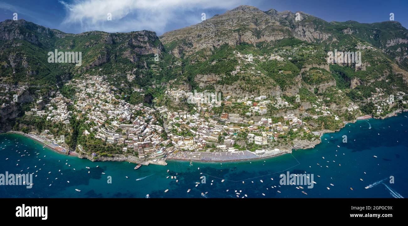 Aerial view of positano in amalfi coast, italy Stock Photo - Alamy