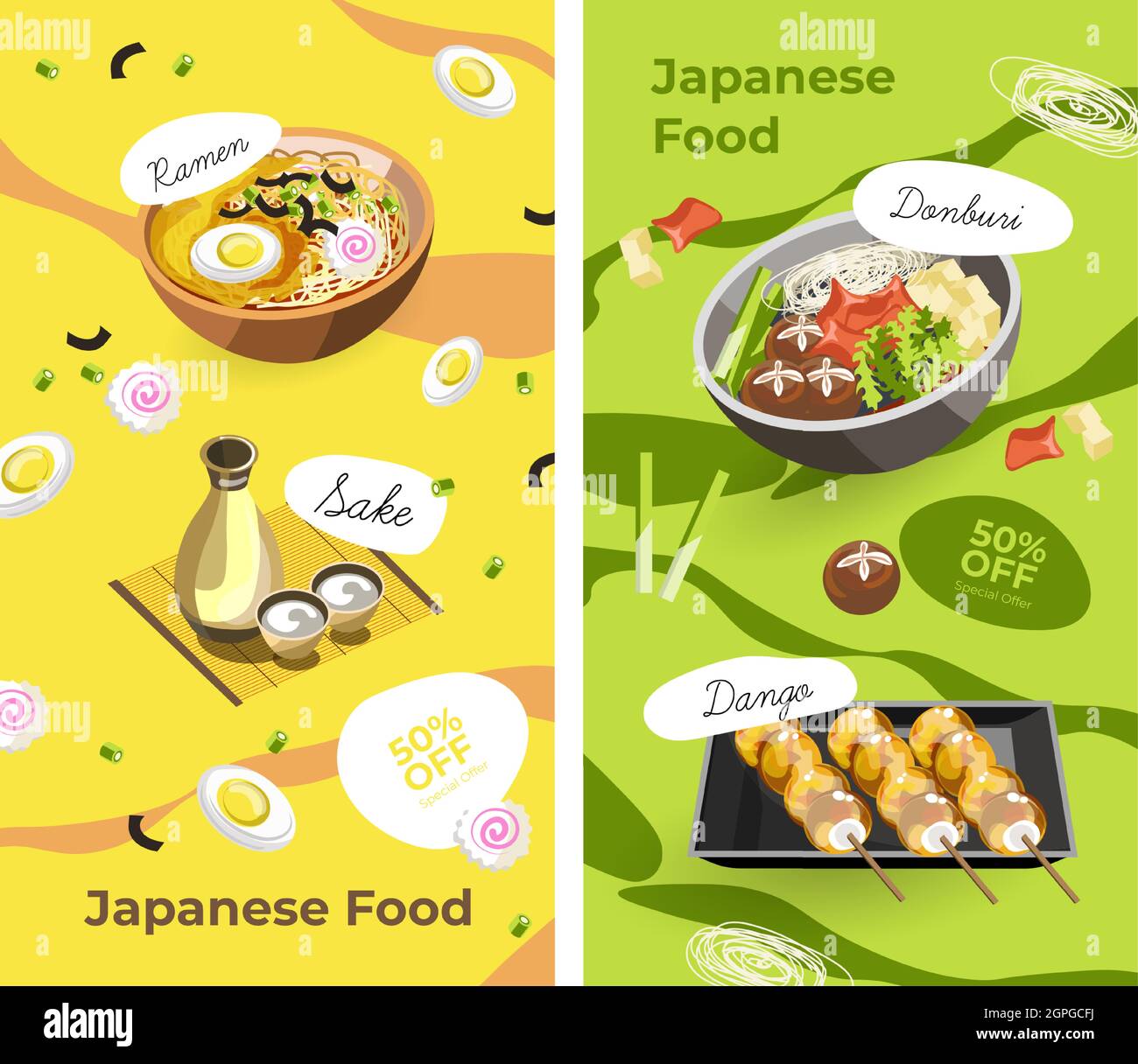 Japanese food menu, promotional banner discounts Stock Vector Image ...