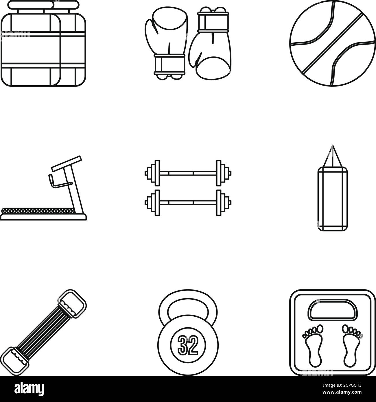 Gym icons set, outline style Stock Vector Image & Art - Alamy