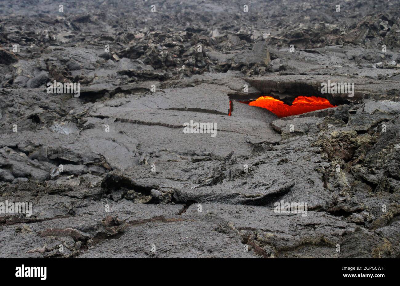 Glimpses of lava through a heart-shaped hole near Iceland's newest ...