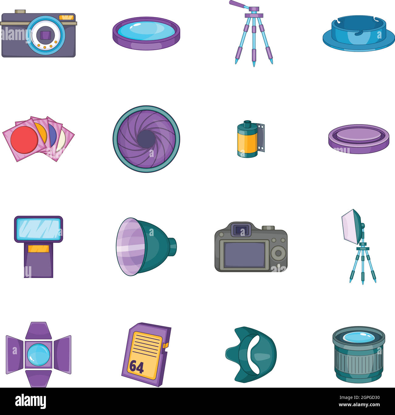 Photo studio icons set, cartoon style Stock Vector Image & Art - Alamy