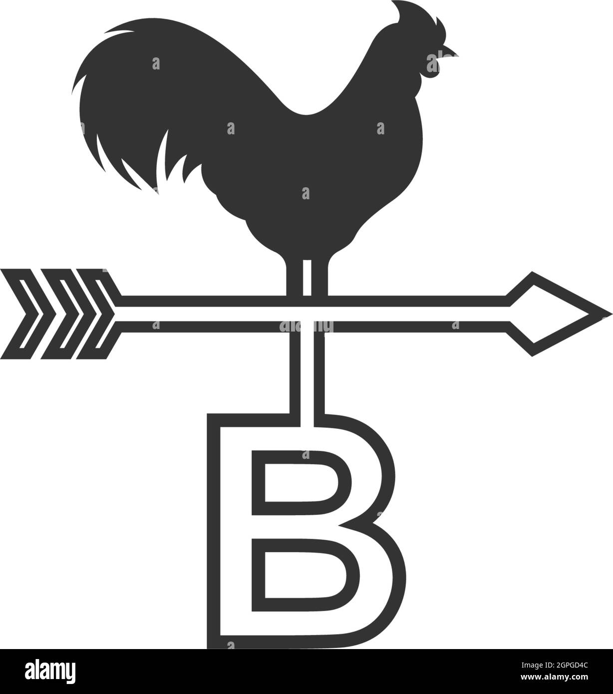 Letter B logo with rooster wind vane icon design vector Stock Vector ...