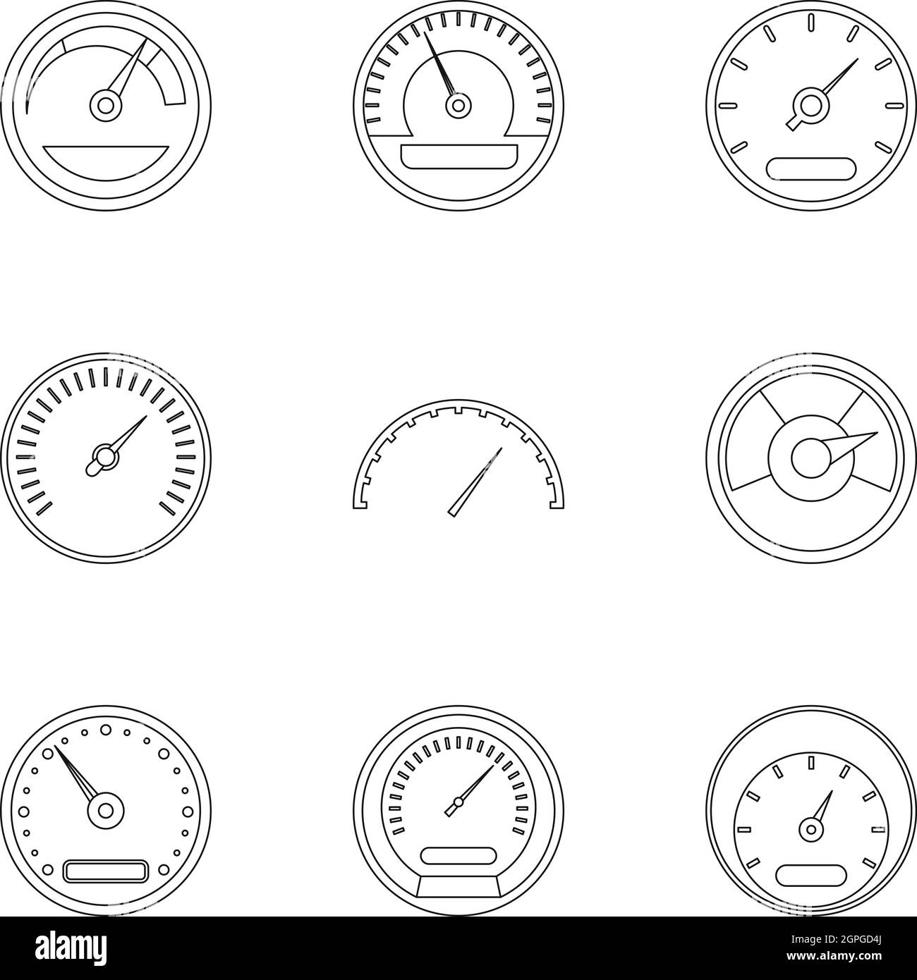 Speedometer icons set, outline style Stock Vector Image & Art - Alamy