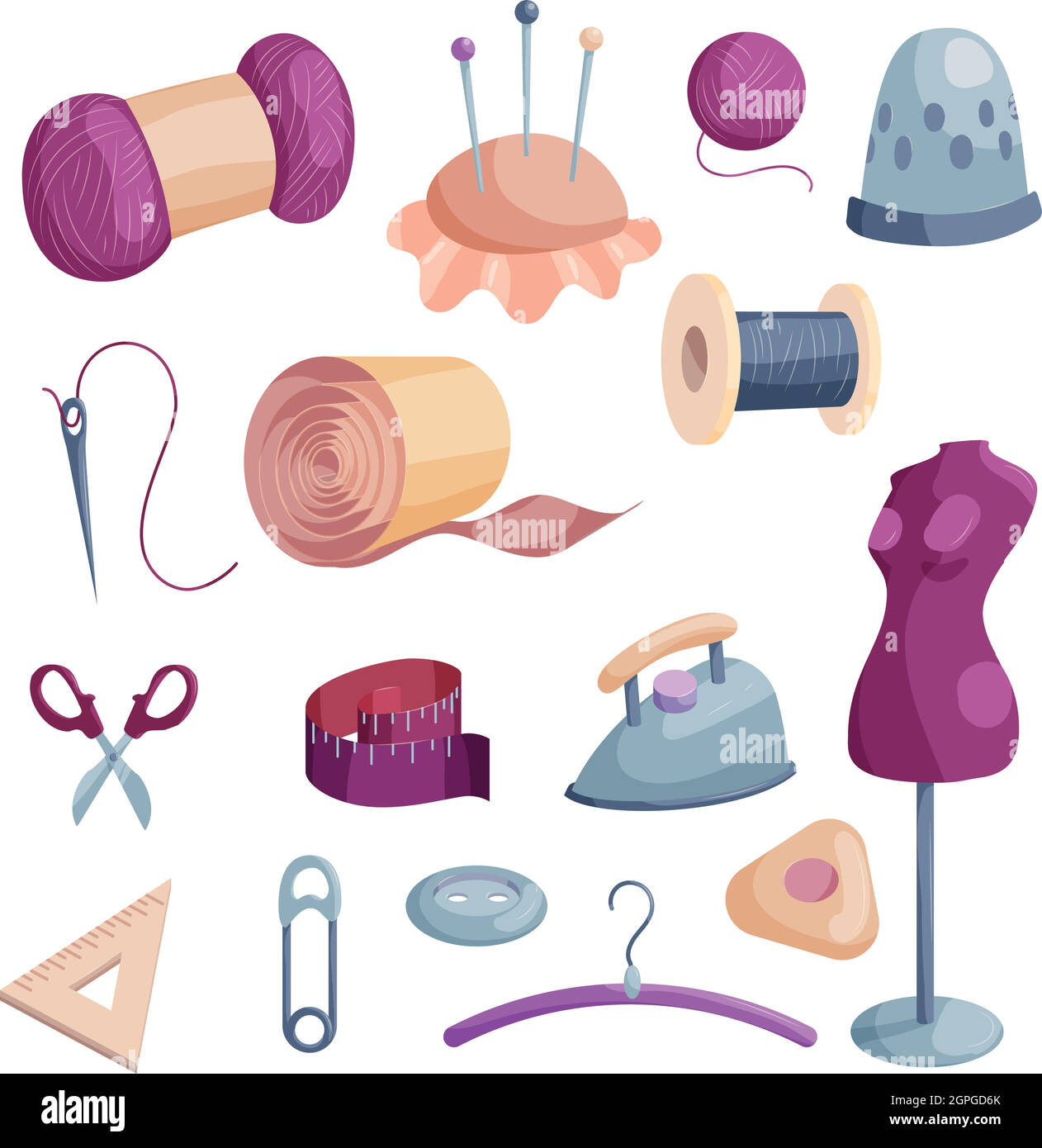 Tailor tools icons set, cartoon style Stock Vector Image & Art - Alamy