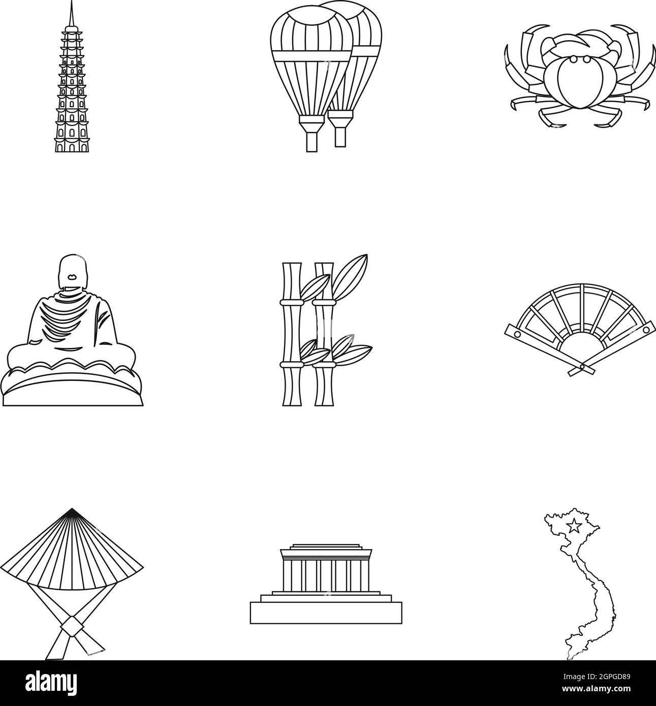 Country Vietnam icons set, outline style Stock Vector Image & Art - Alamy
