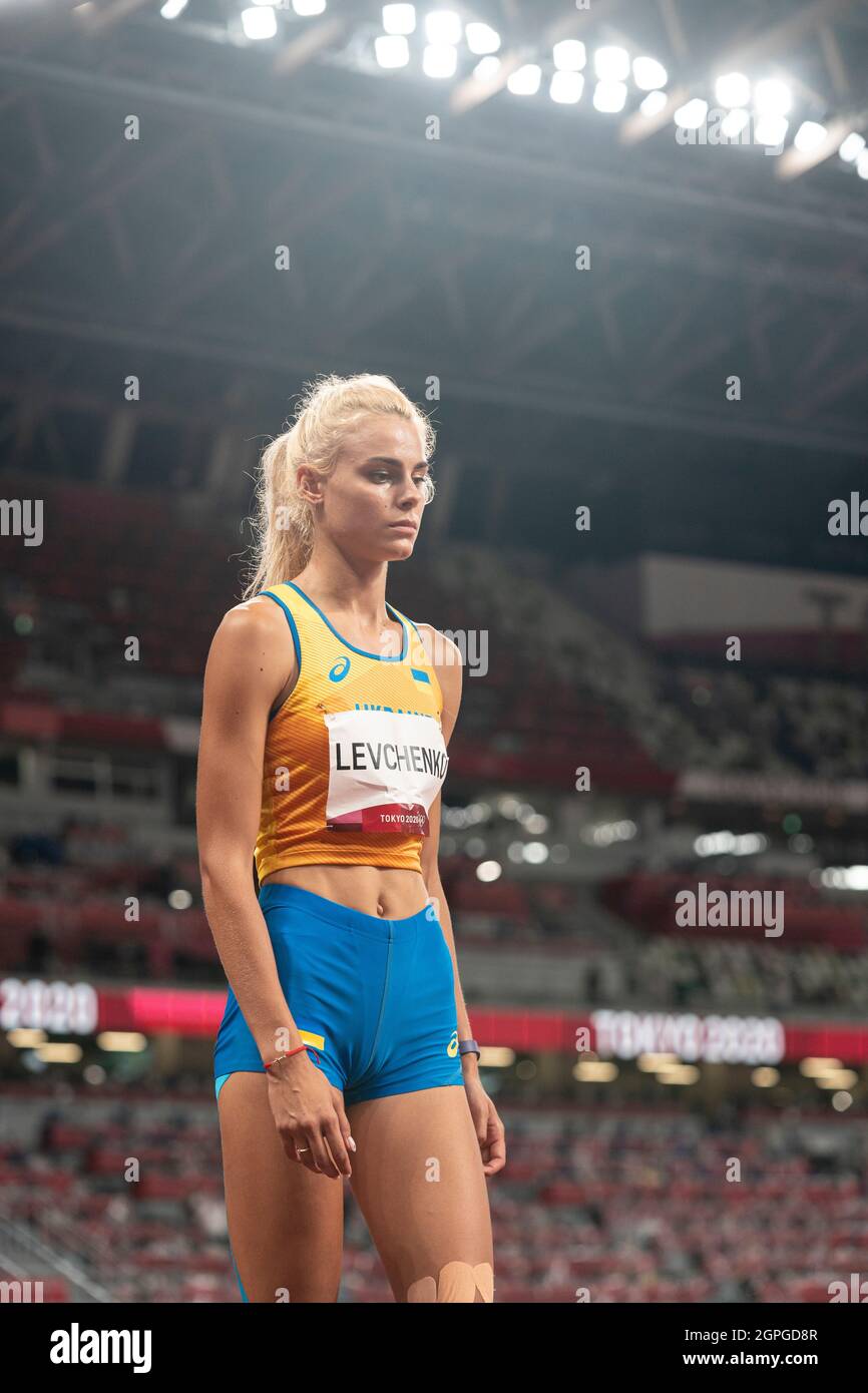 Yuliya Levchenko participating in high jump at the Tokyo 2020 Olympic ...