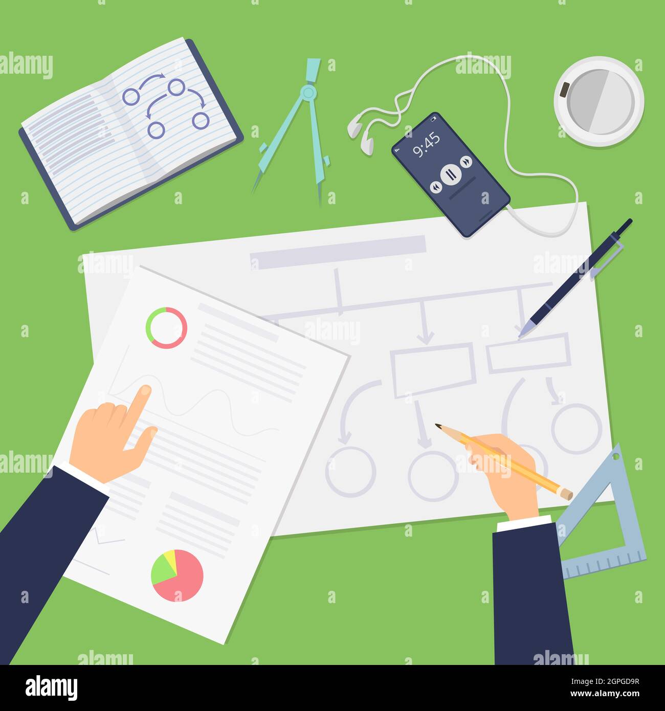Planning. Agile concept, top view business plan or startup project ...