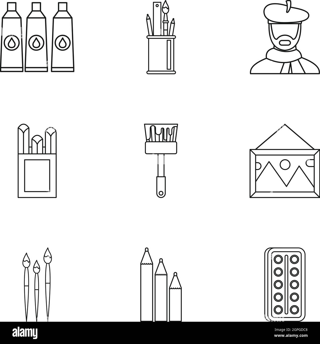 Paint drawing icons set, outline style Stock Vector Image & Art - Alamy