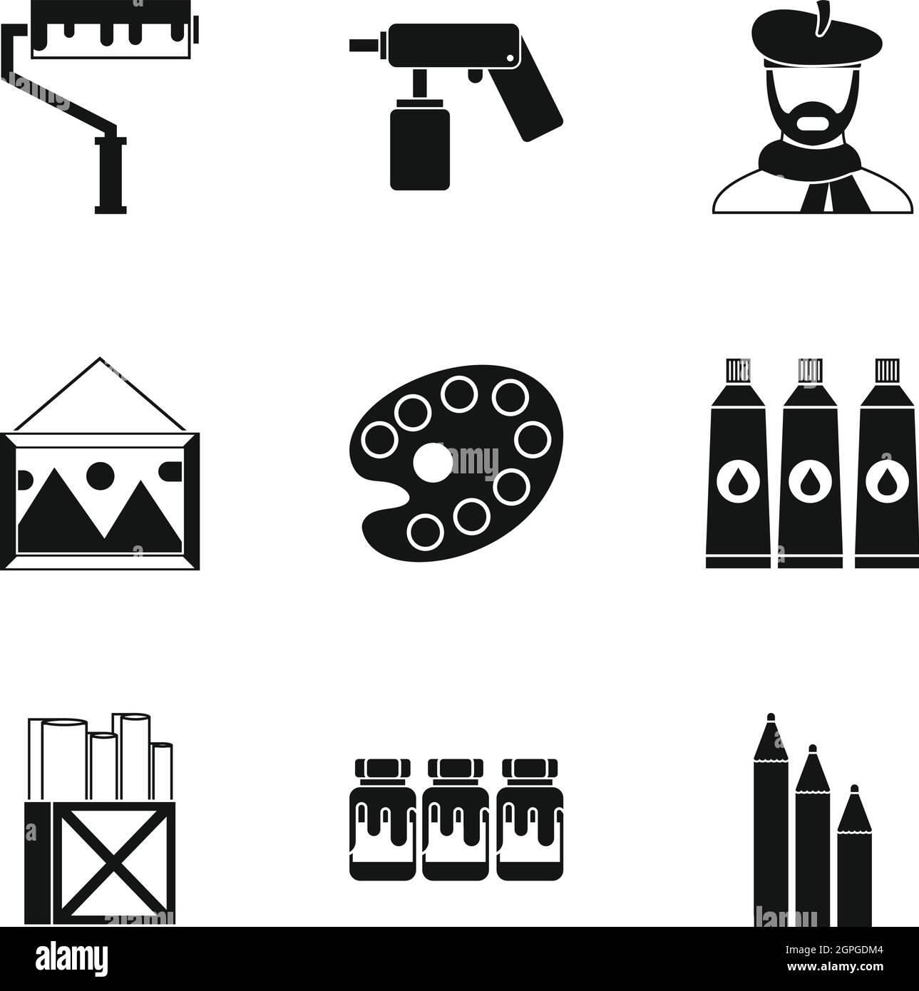 Paint drawing icons set, simple style Stock Vector Image & Art - Alamy