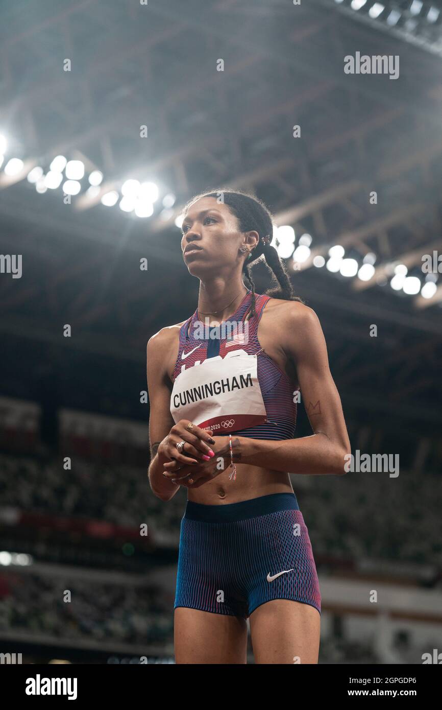 Vashti Cunningham participating in high jump at the Tokyo 2020 Olympic ...