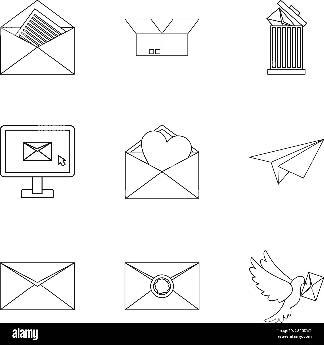 E-mail icons set, outline style Stock Vector Image & Art - Alamy