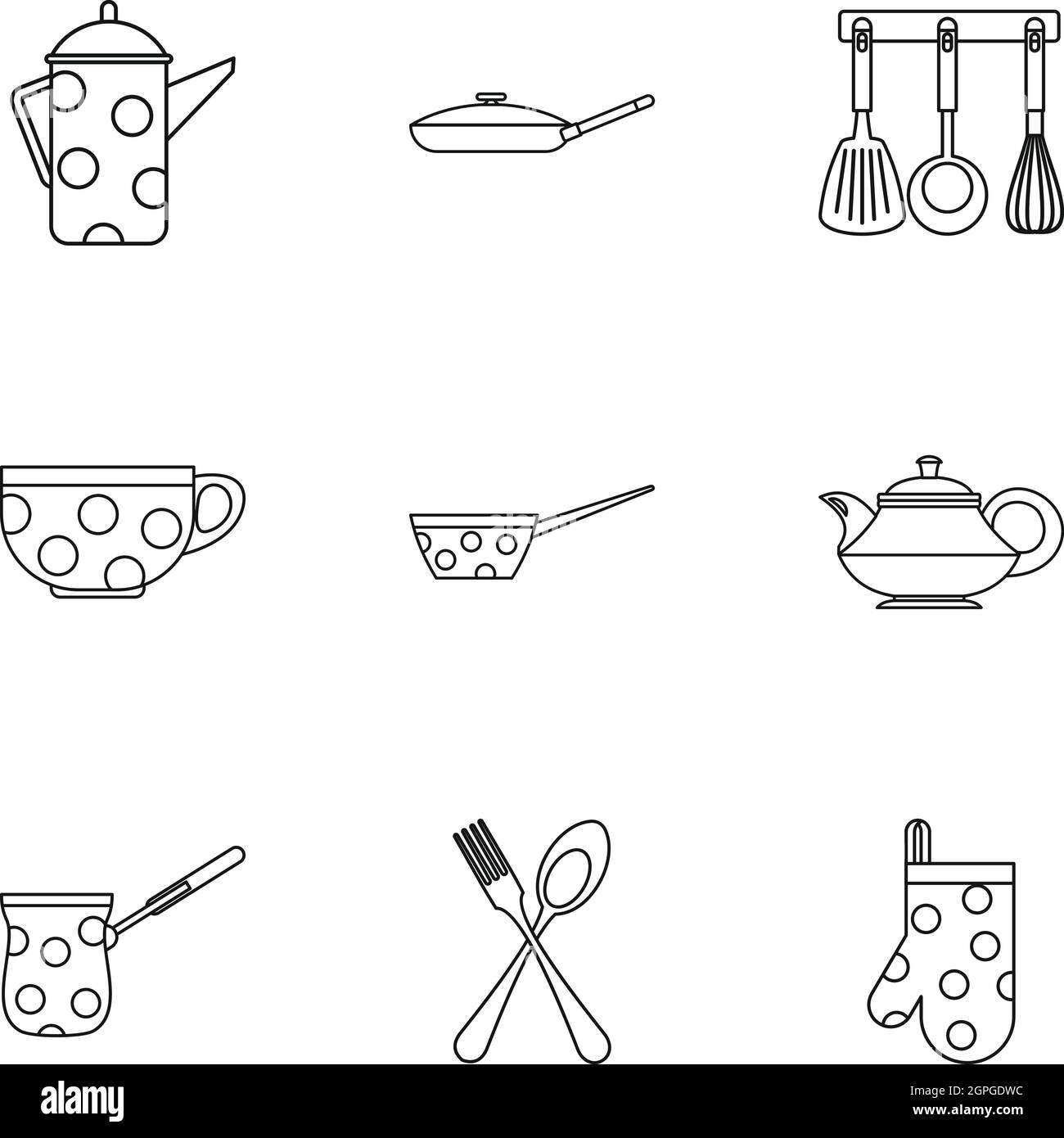 Kitchenware icons set, outline style Stock Vector Image & Art - Alamy