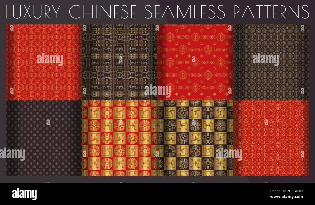 Set of Chinese, Japanese and Asian traditional patterns Stock Vector ...