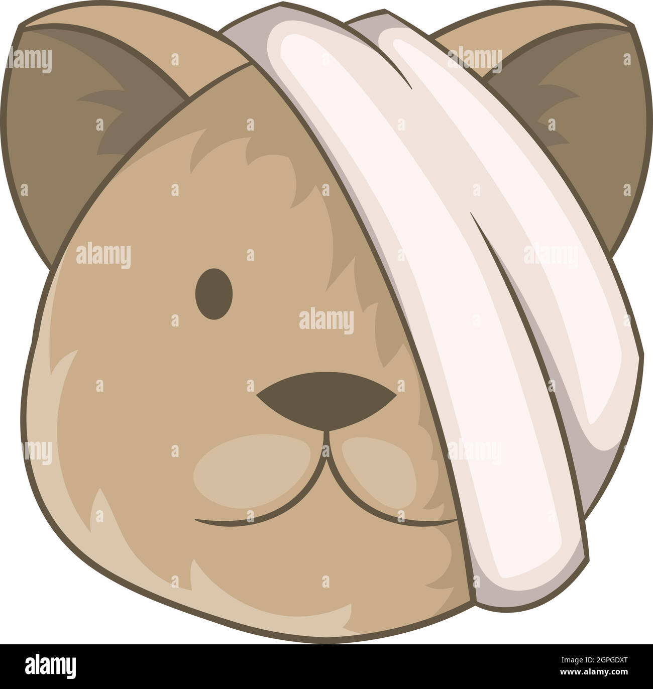 Sick cat with bandage on a head icon cartoon style Stock Vector Image ...