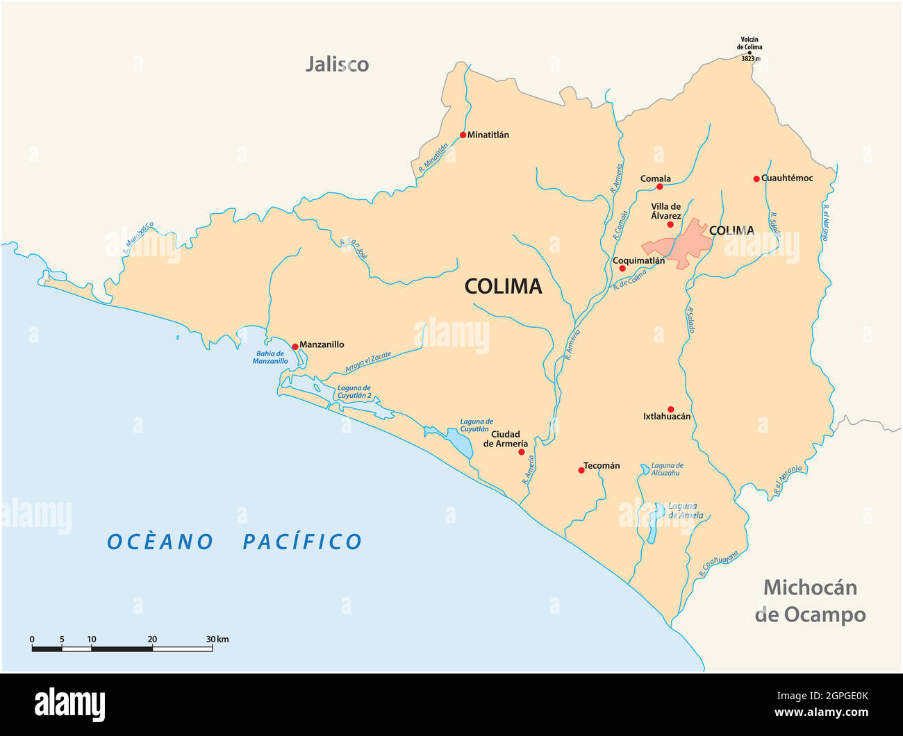 vector map of the Mexican state of Colima Stock Vector Image & Art - Alamy