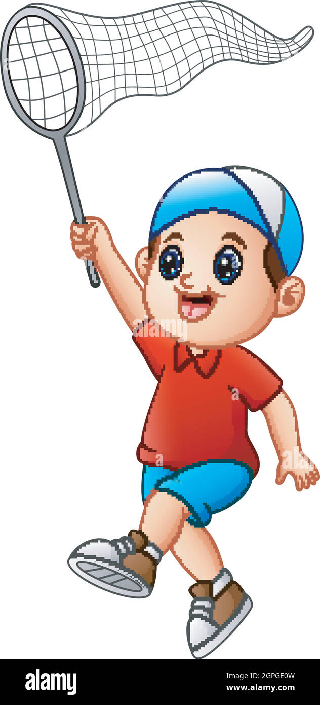 Cartoon boy with a net Stock Vector Image & Art - Alamy