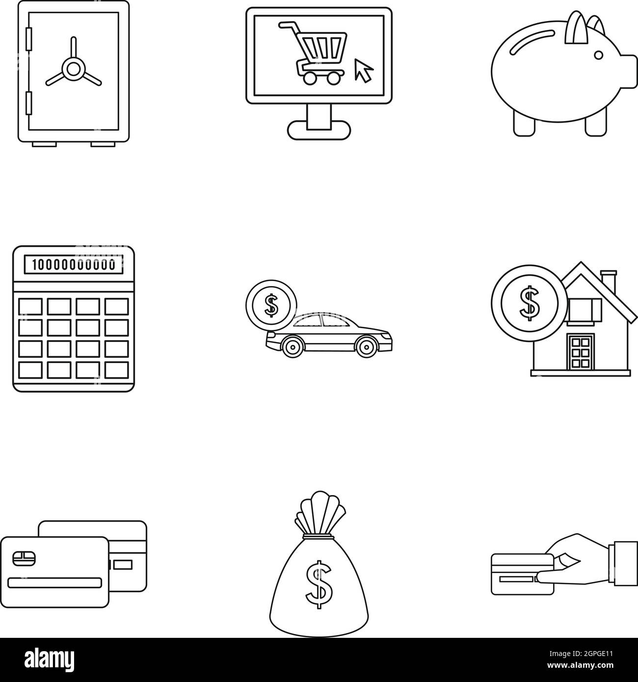 Cash icons set, outline style Stock Vector Image & Art - Alamy