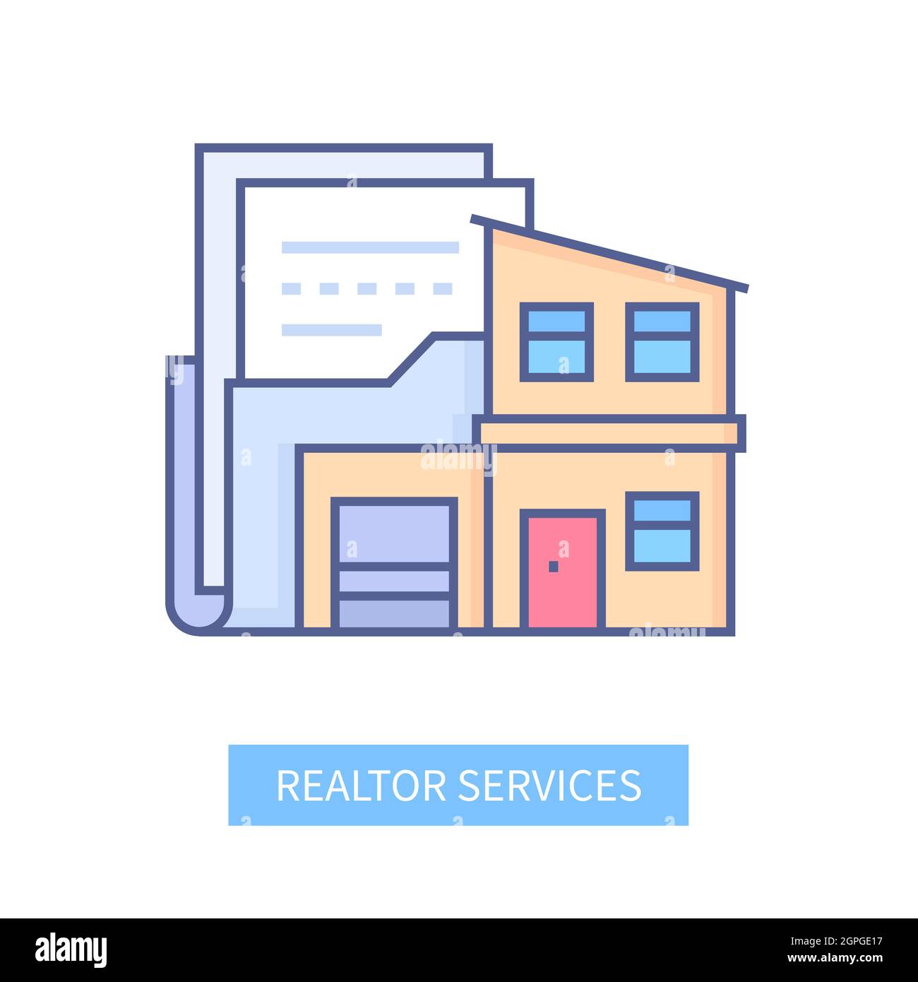 Realtor services - modern line design style icon on white background ...