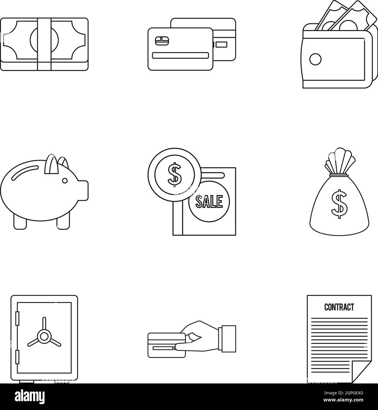 Money icons set, outline style Stock Vector Image & Art - Alamy