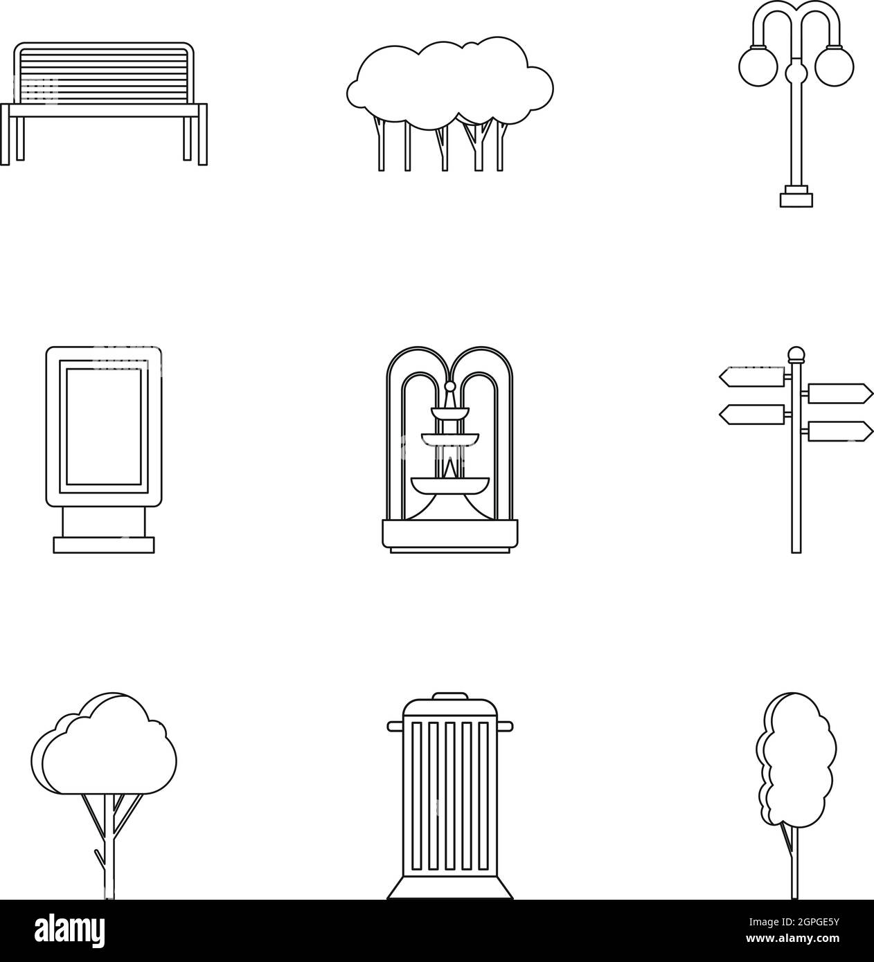 Park things icons set, outline style Stock Vector Image & Art - Alamy