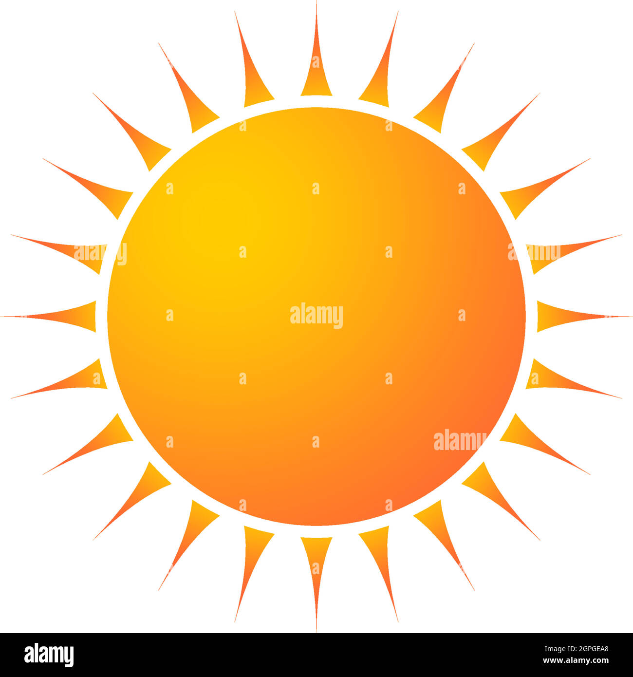 Sun or Sunshine vector with jagged beams on a white isolated background ...