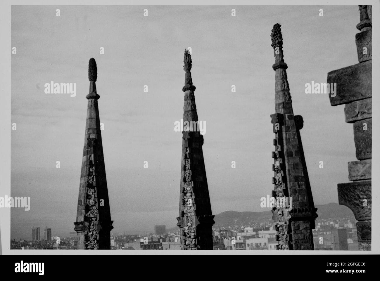Sagrada Familia (under restauration): end of the needles of the apse ...