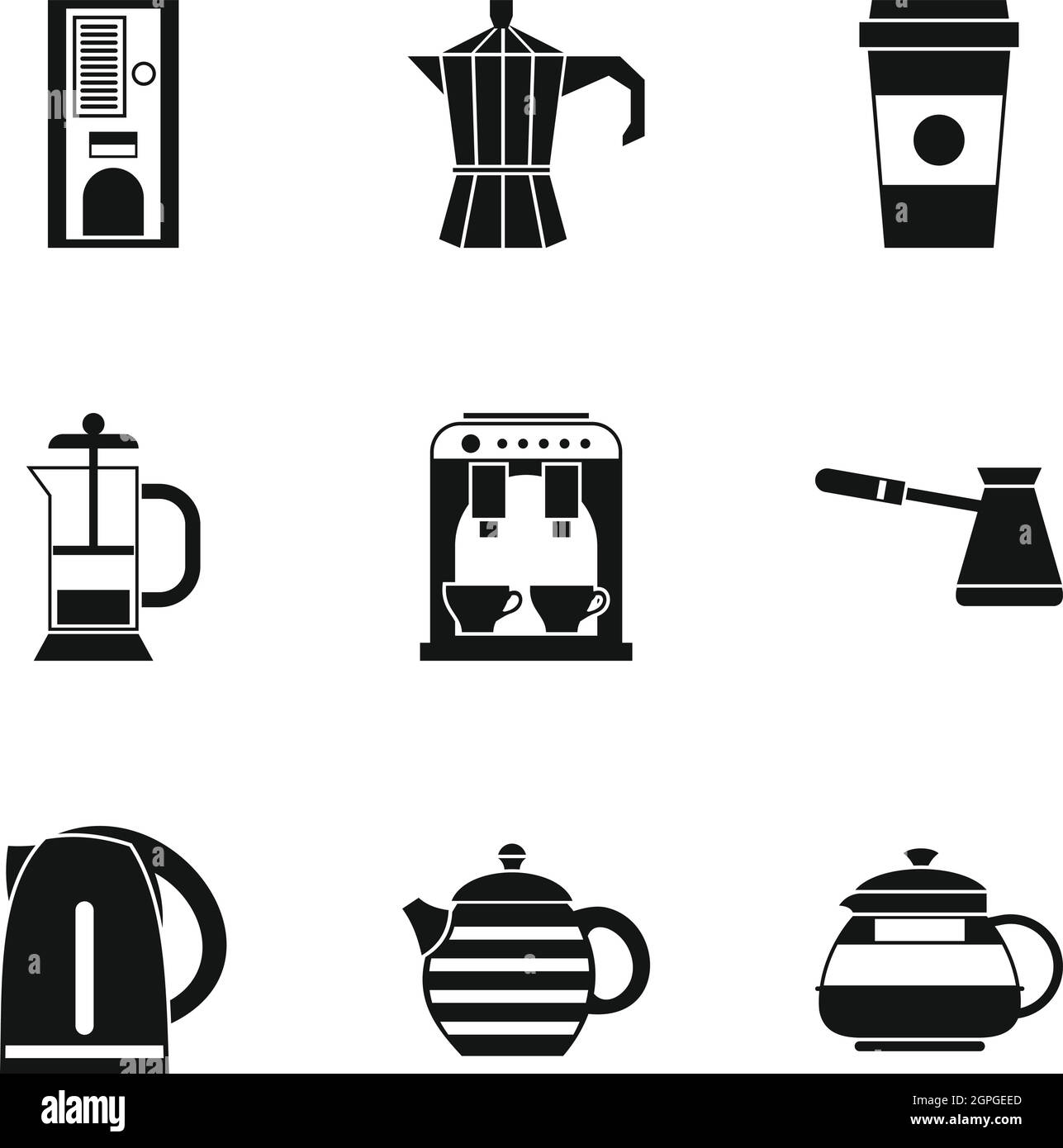 Illustration of coffee machine Black and White Stock Photos & Images ...