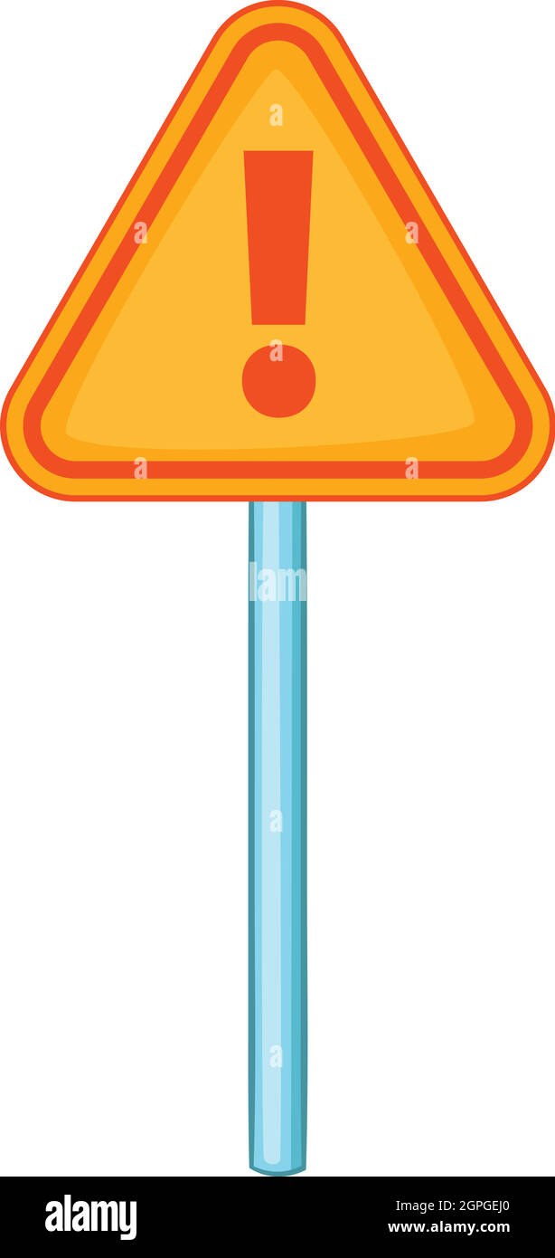 Warning sign with exclamation icon, cartoon style Stock Vector Image ...