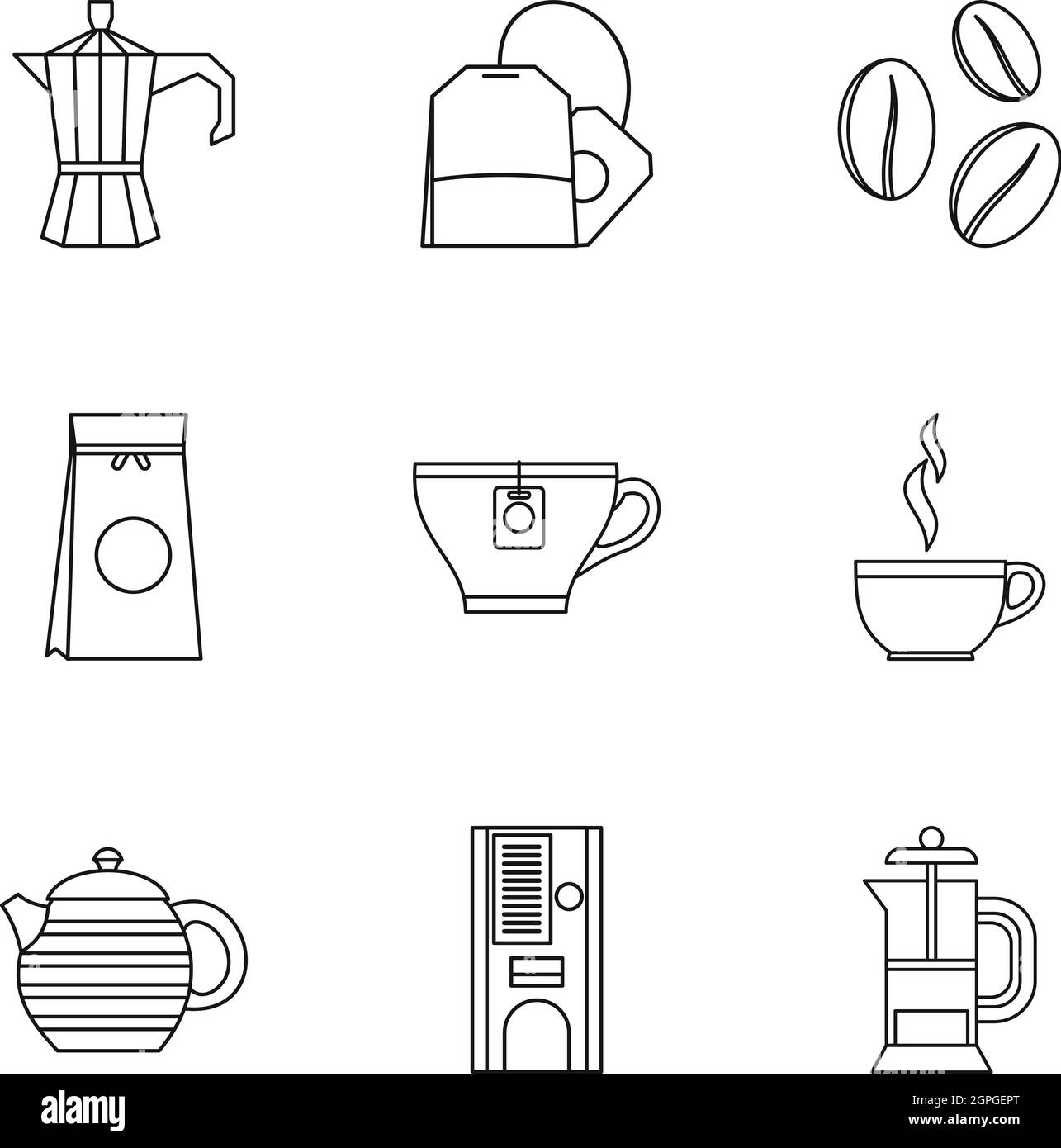 Tea icons set, outline style Stock Vector Image & Art - Alamy