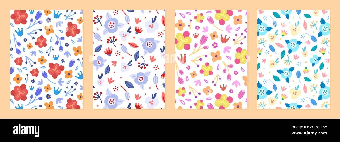 Set of cover templates with beautiful flowers. Colorful artistic rustic ...