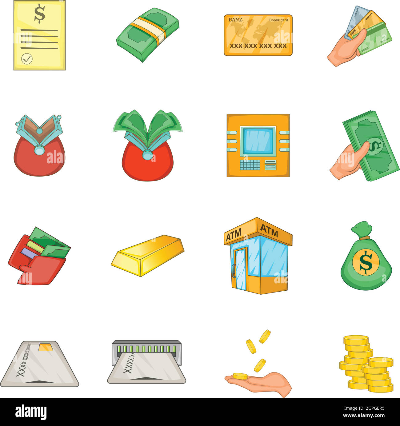 Bank icon set cartoon Stock Vector Images - Alamy