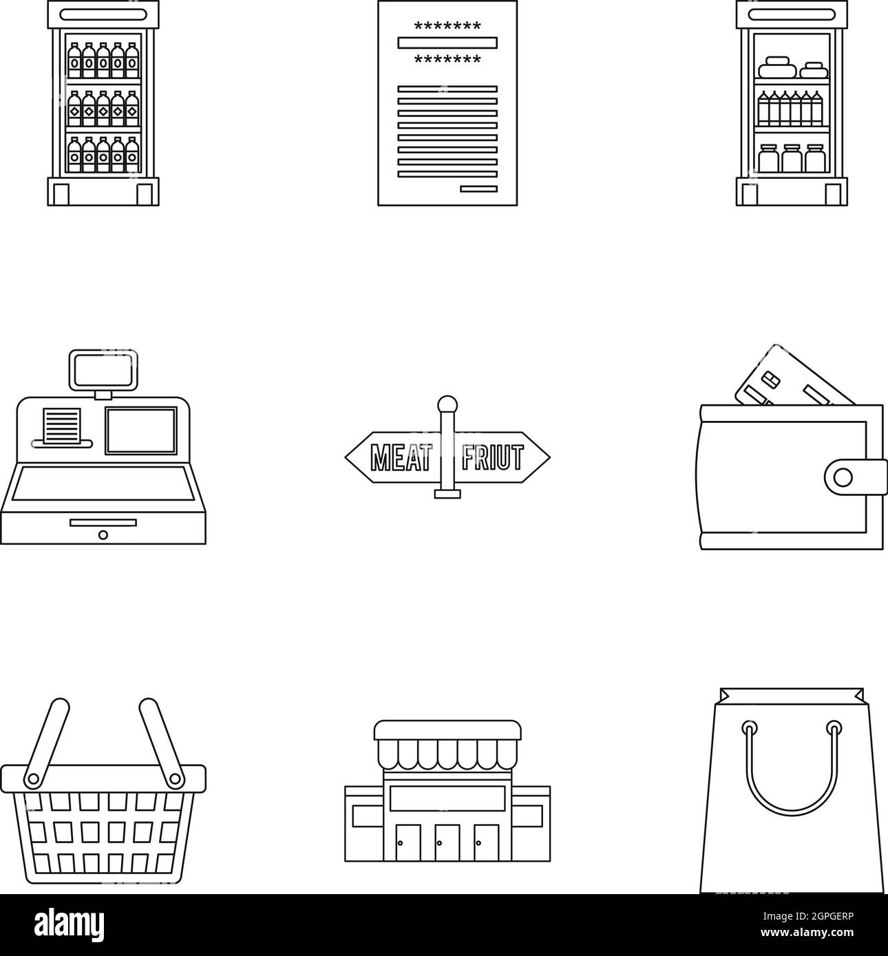 Market icons set, outline style Stock Vector Image & Art - Alamy